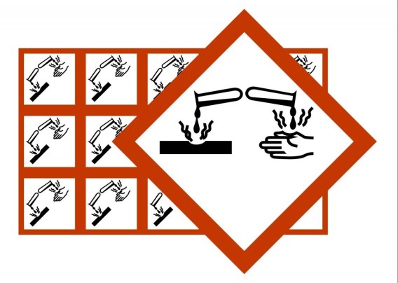 Piktogramy GHS05 - produkt żrący 150 sztuk